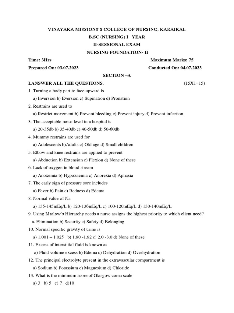 Sessional Exam II | PDF | Anatomical Terms Of Motion | Clinical Medicine