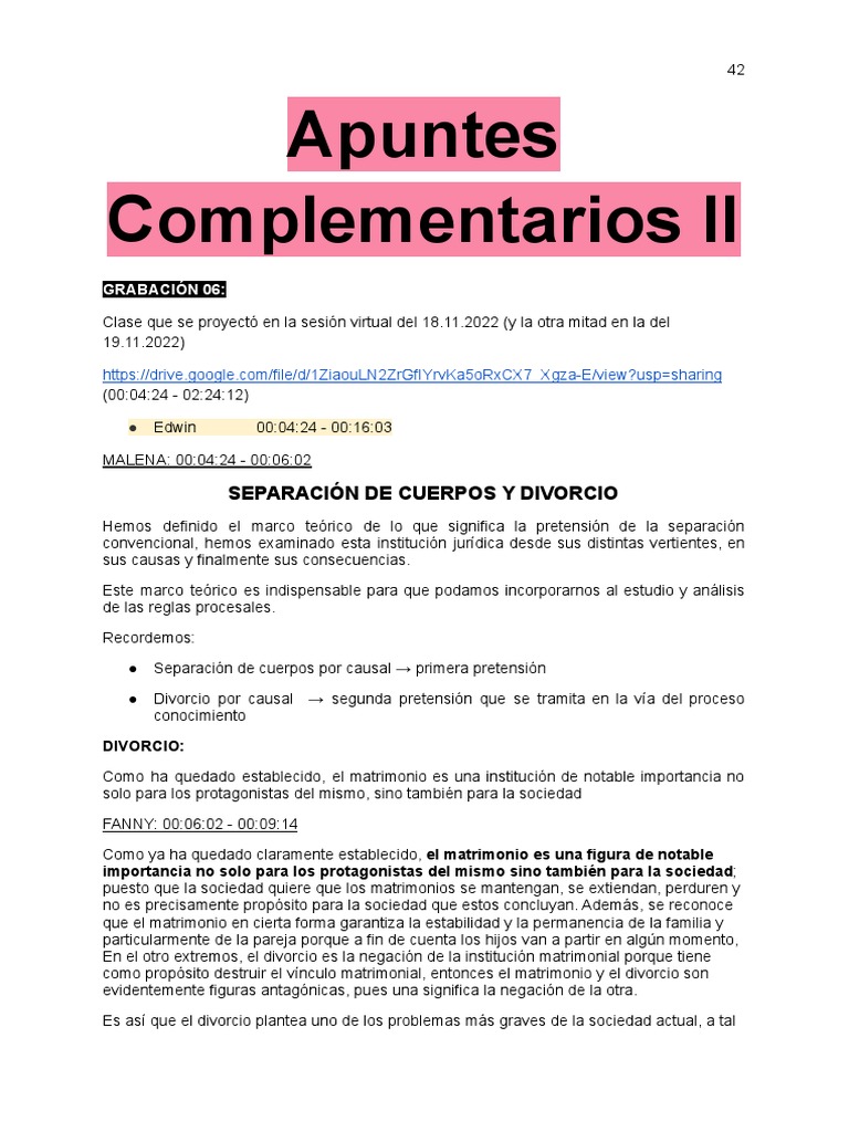Apuntes Complementarios II | PDF | Divorcio | Matrimonio Apuntes Complementarios II | PDF | Divorcio | Matrimonio