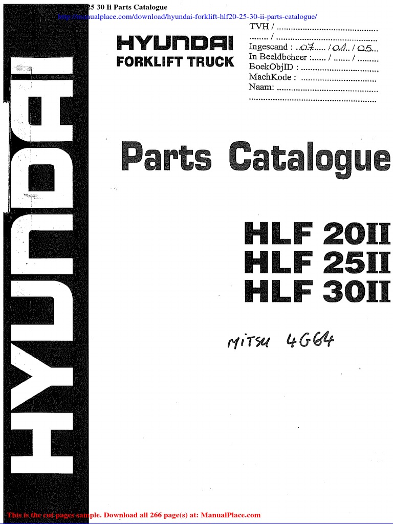 Hyundai Forklift Hlf20!25!30 II Parts Catalogue | PDF