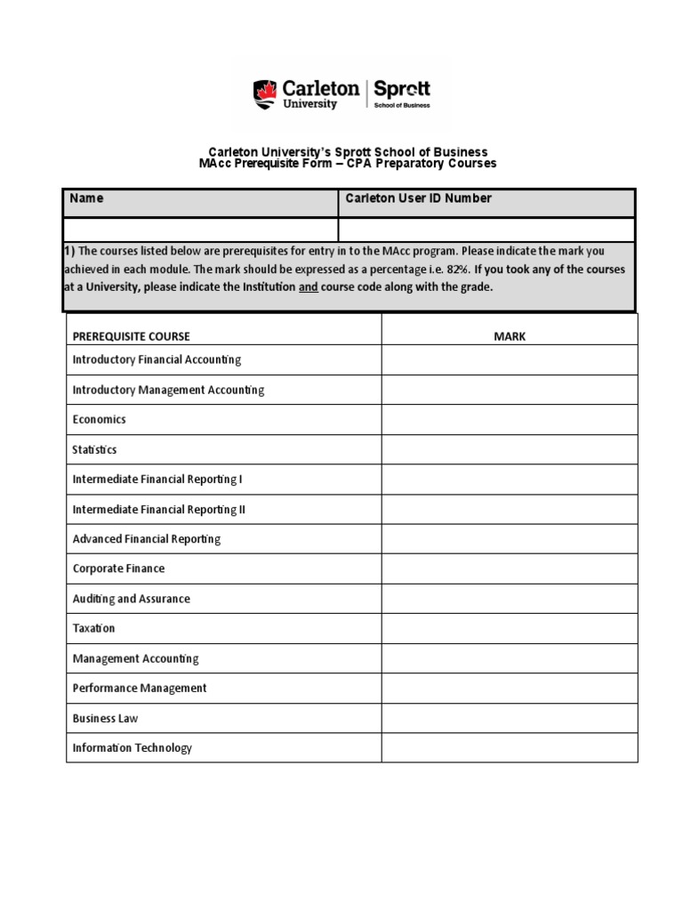 CPA Preparatory Course Requirements | PDF