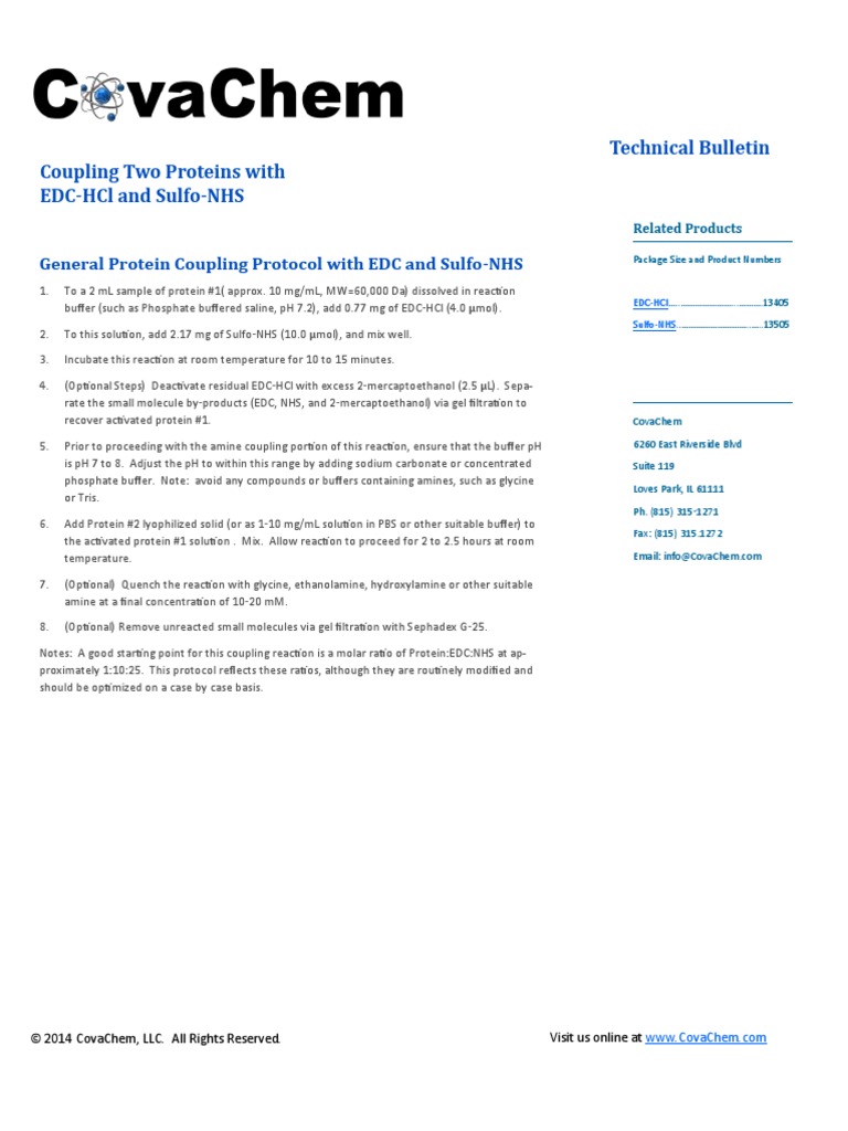 Edc Sulfo Nhs Protocol | PDF | Ammonia | Buffer Solution