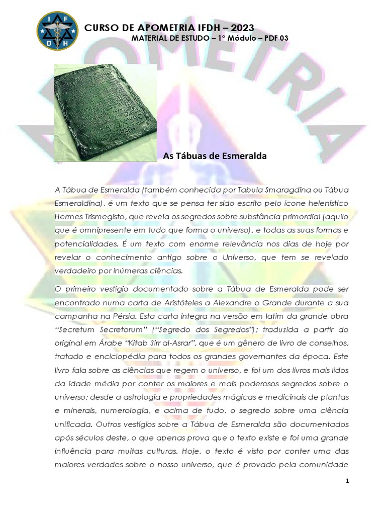 Tábuas de Esmeralda - IfDH | PDF