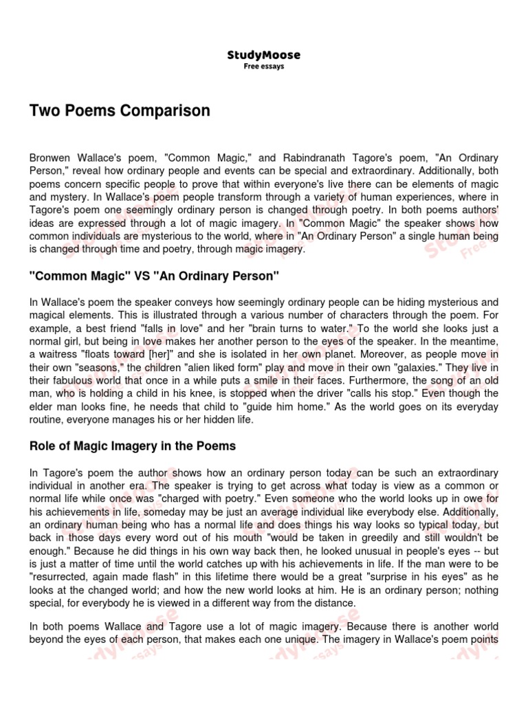 Two Poems Comparison | PDF | Poetry