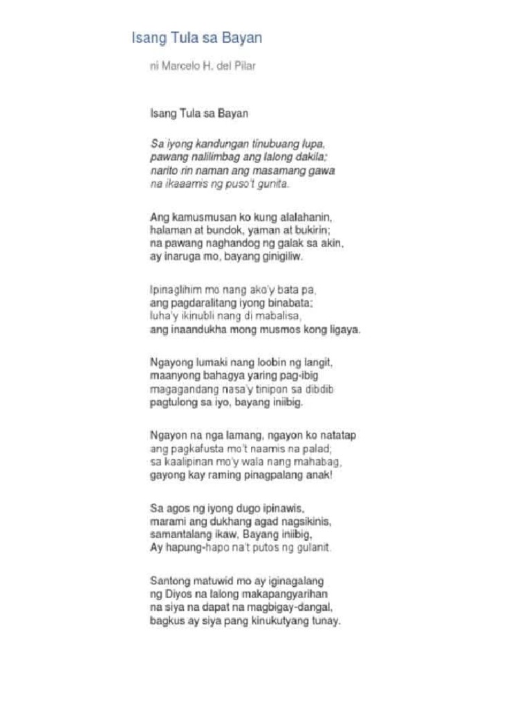 Isang Tula para Sa Bayan | PDF