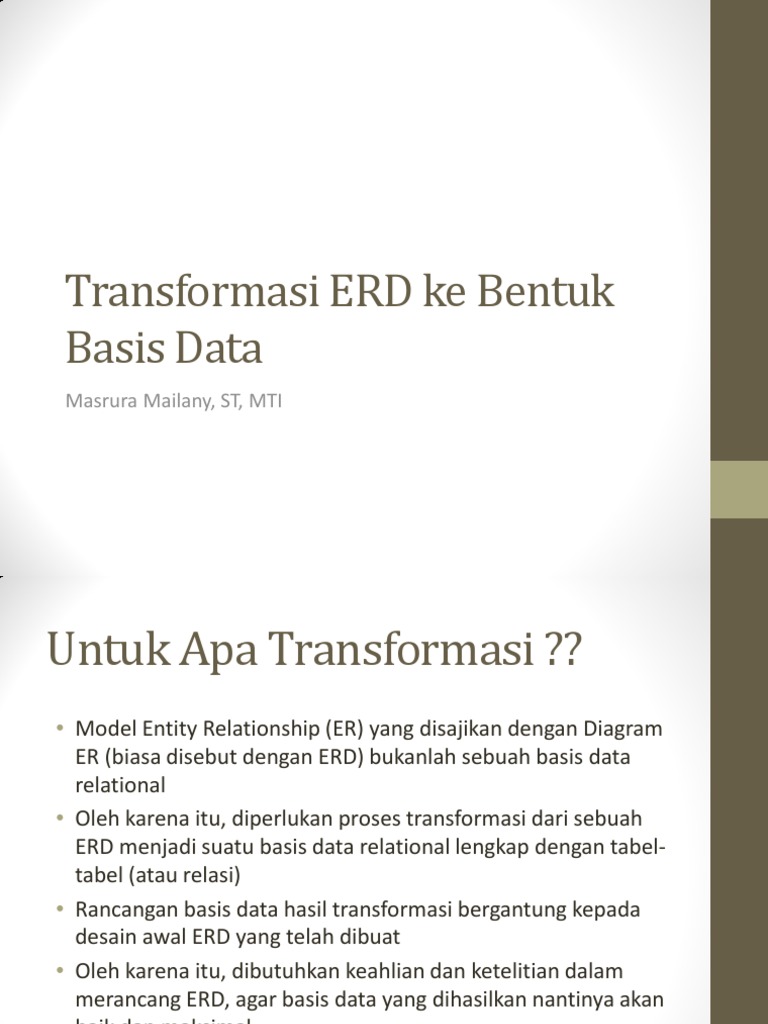 Materi 5.1 Transformasi ERD Ke Basis Data | PDF