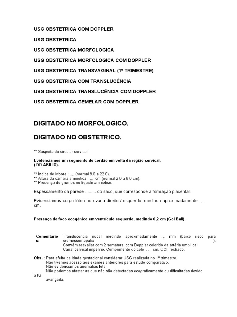 Usg Obstetrica Com Doppler | PDF | Gravidez | Anatomia