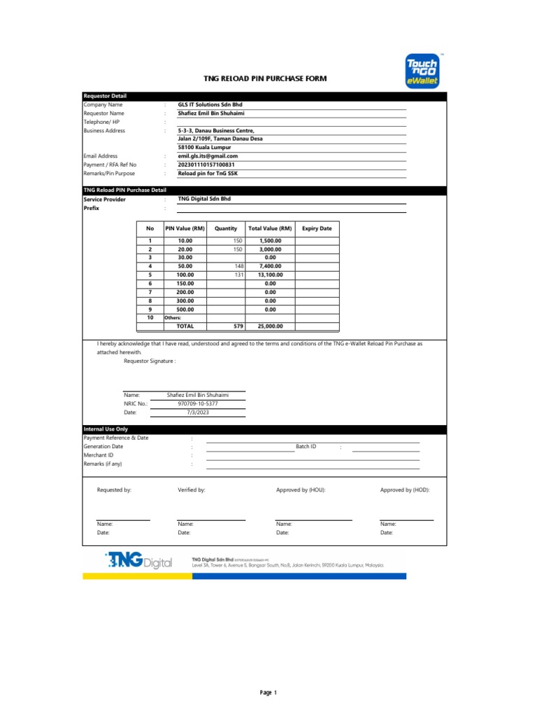 TNG EWallet Reload Pin 03072023 | PDF | Encryption | Security