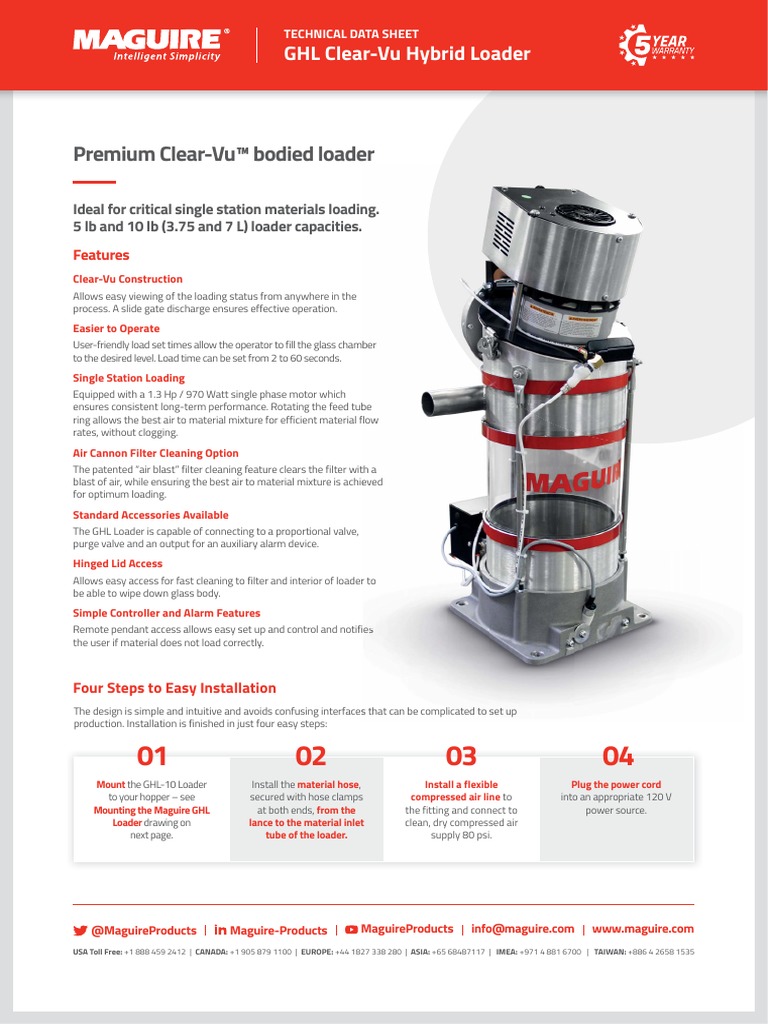 Maguire GHL Loader Data Sheet 2020 Screen File | PDF | Loader (Equipment) | Valve
