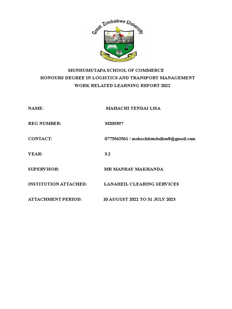 Second Report For Mahachi Tendai Lisa | PDF | Customs | Economies