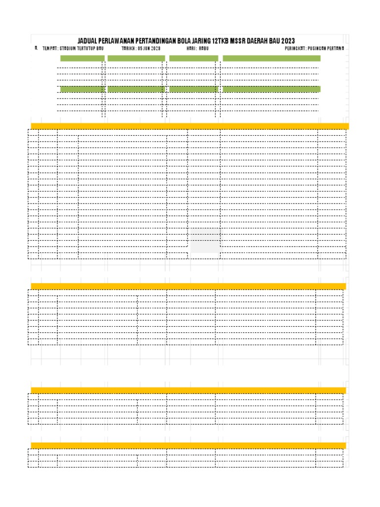Jadual Pertandingan Bola Jaring Excel | PDF