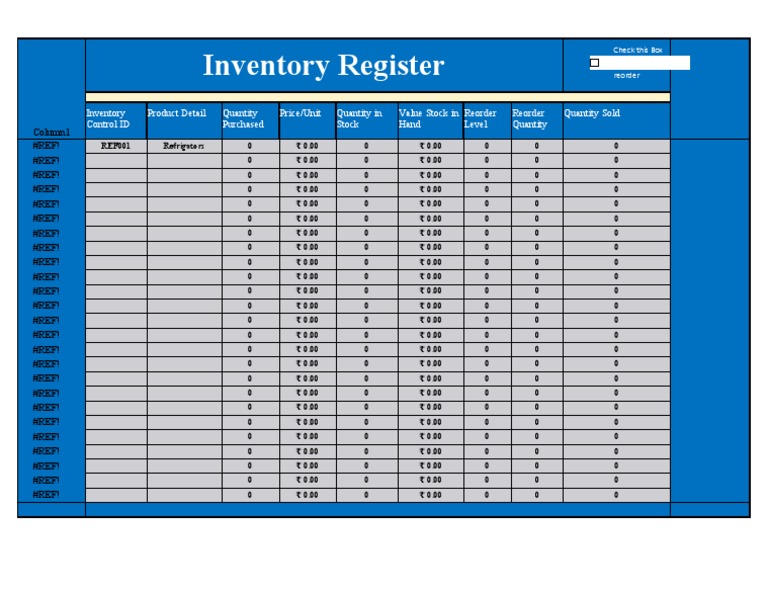 Spare Parts Inventory Register Template | PDF | Inventory | Marketing