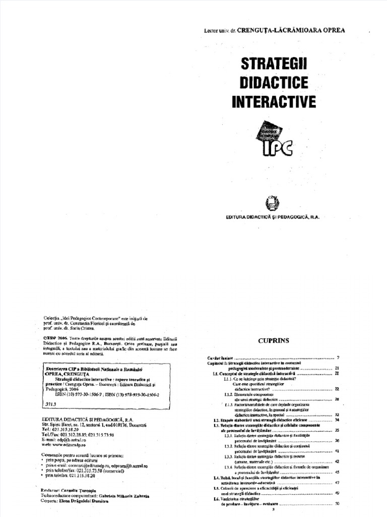 Strategii Didactice Interactive PDF Oprea | PDF