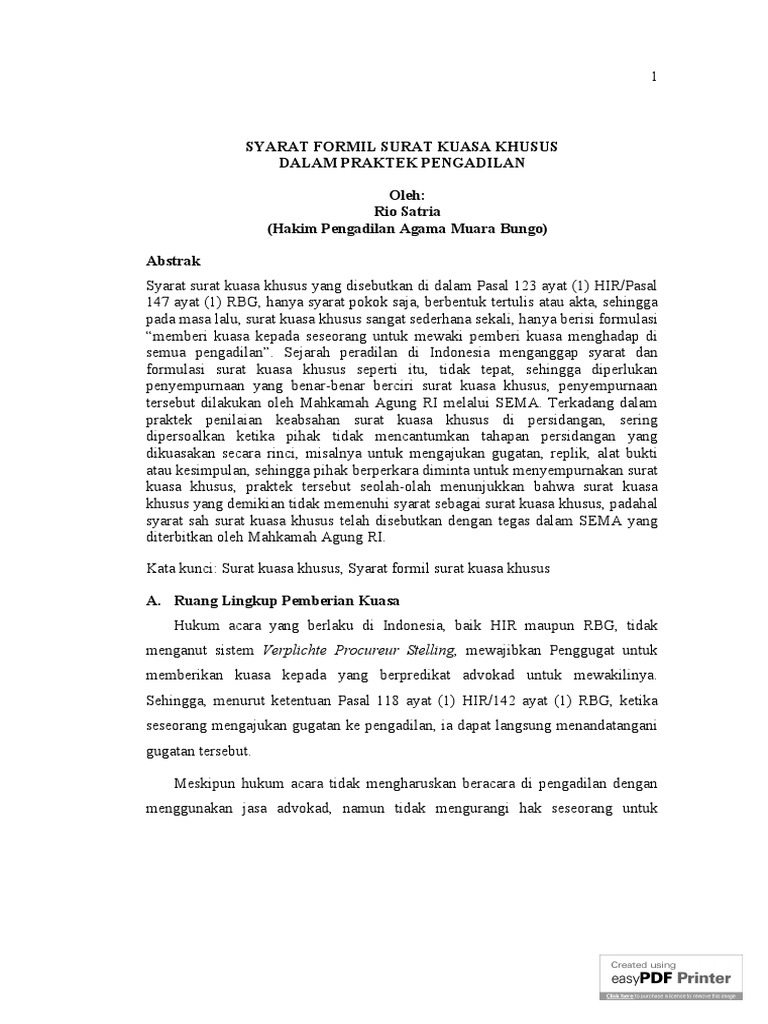 Syarat Formil Surat Kuasa Khusus | PDF