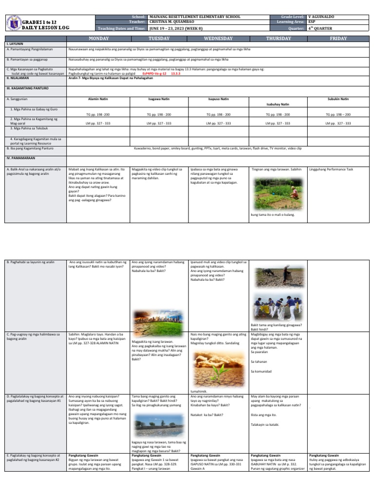 DLL - Esp 4 - Q4 - W8 | PDF