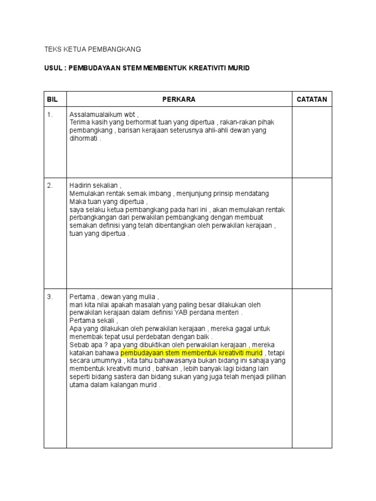 Teks Ketua Pembangkang | PDF
