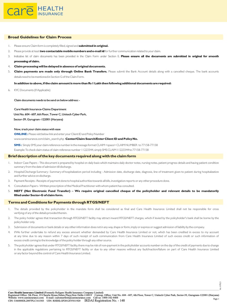 Group Care 360 (Group Insurance Product) Claim Form | PDF | Insurance ...