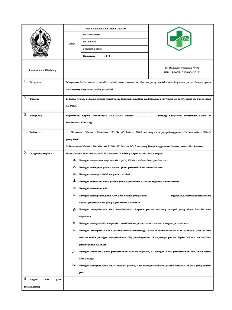 Sop Pelayanan Laboratorium | PDF
