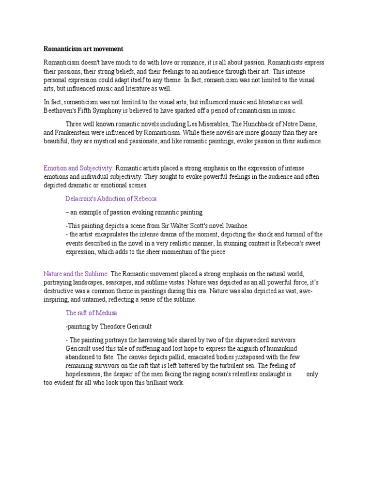 Romanticism Art Movement Updated | PDF | Romanticism