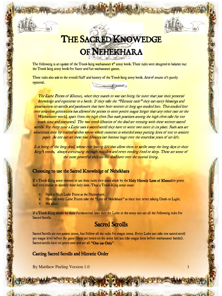 Sacred Knowedge of Nehekhara | PDF | Fantasy | Leisure