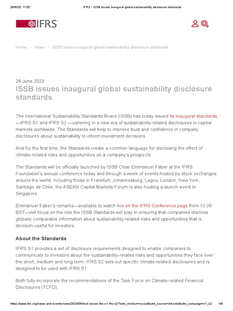 IFRS - ISSB Issues Inaugural Global Sustainability Disclosure Standards ...