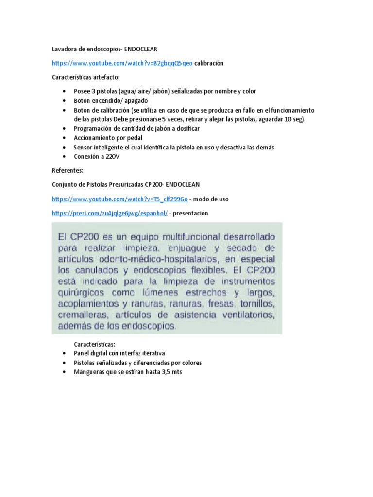 Lavadora ENDOCLEAR: Características y Uso | PDF