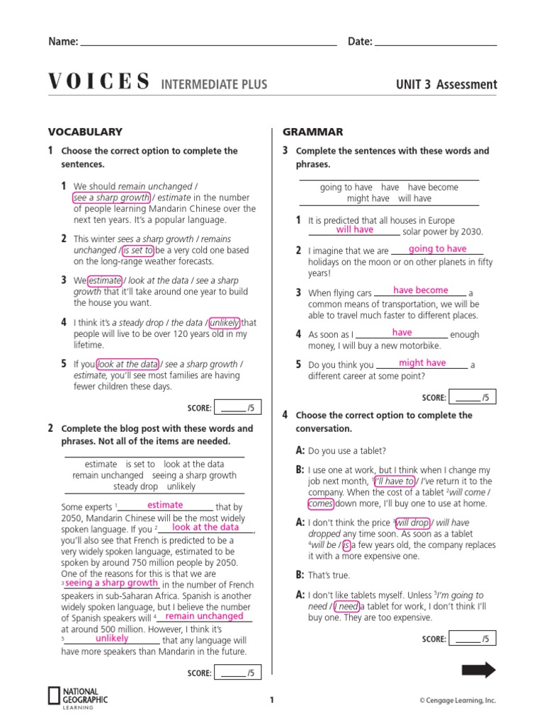 voices_intermediate_plus_u03_test_answer_key (1) | PDF | Compact Disc ...
