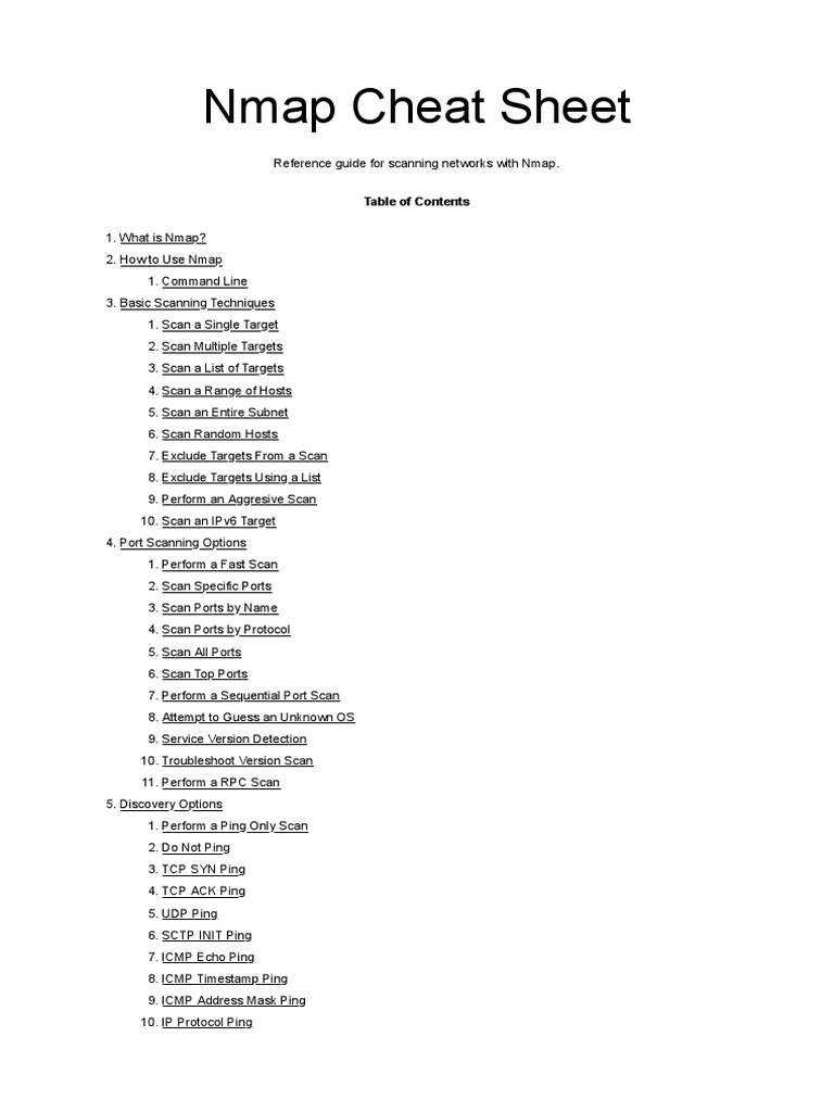 Nmap Command Reference Guide | PDF | Transmission Control Protocol ...