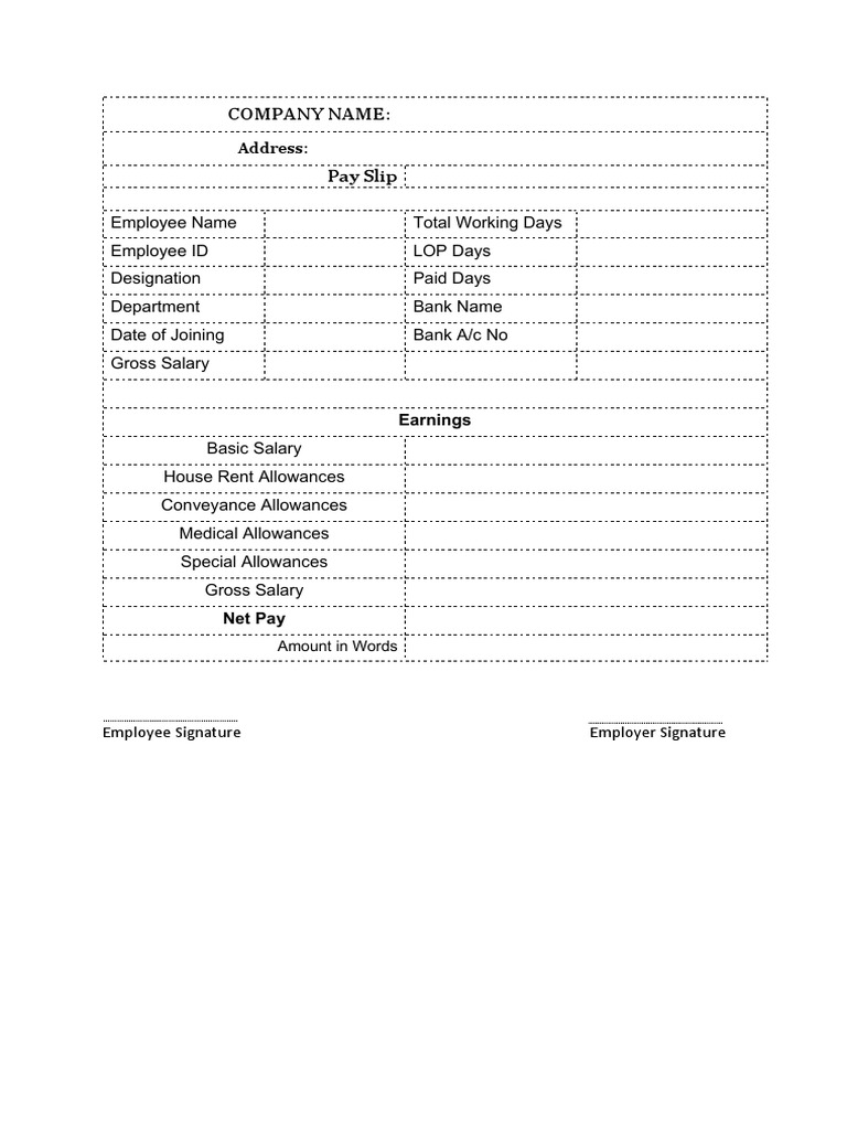 Salary Slip Template for Employees | PDF | Career & Growth
