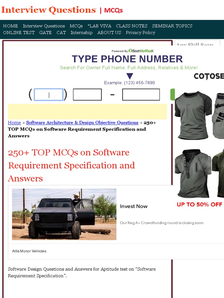 Engineeringinterviewquestions Mcqs on Software Requirement Specification Answers | PDF ...