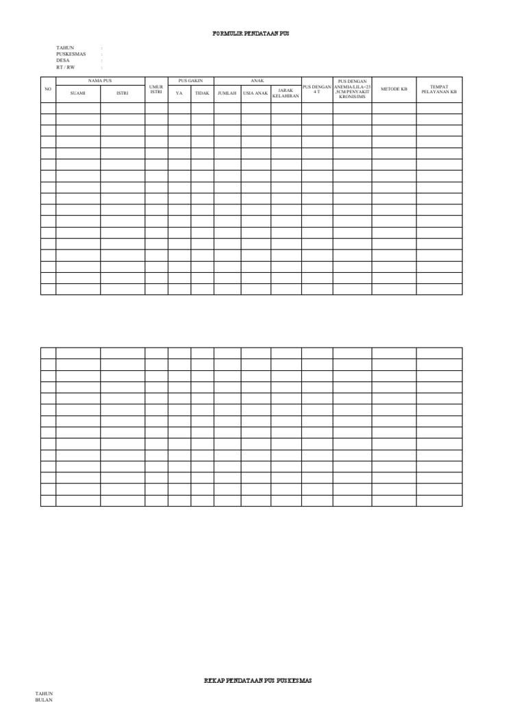 Form Pendataan Pus | PDF