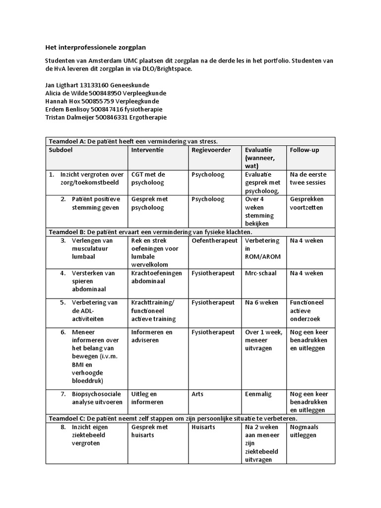 Zorgplan C IPE | PDF