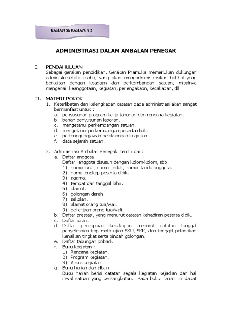 8.2. Administrasi Ambalan Penegak | PDF