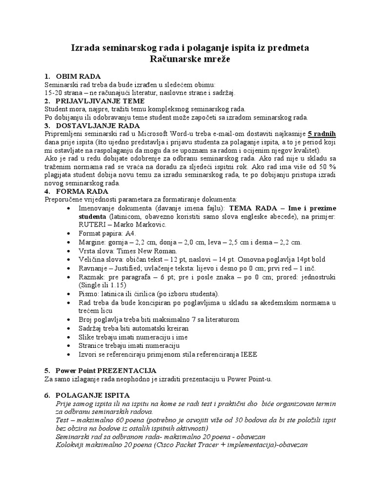 Nacin Polaganja Ispita Računarske Mreže | PDF