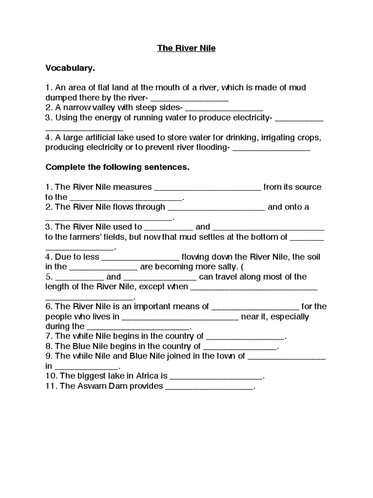 The River Nile (Without Answers) | PDF | Nile | River