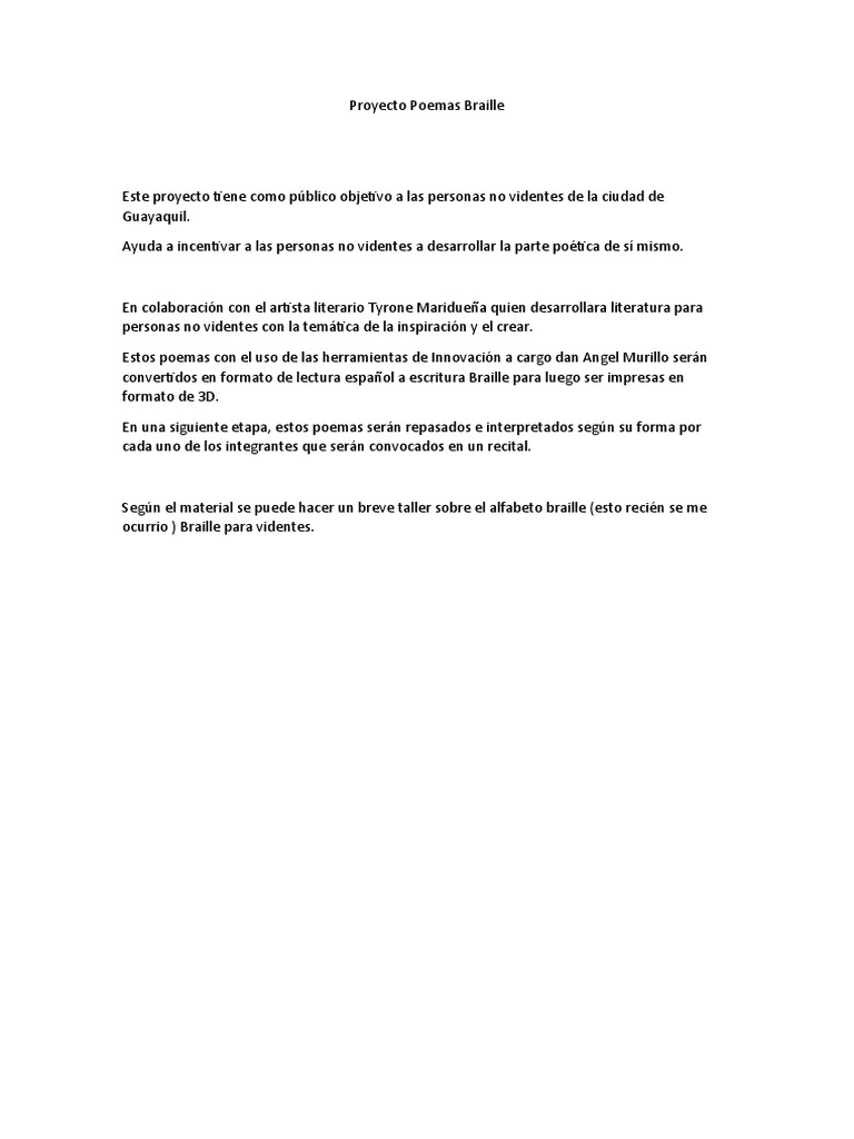 Proyecto Poemas Braille | PDF