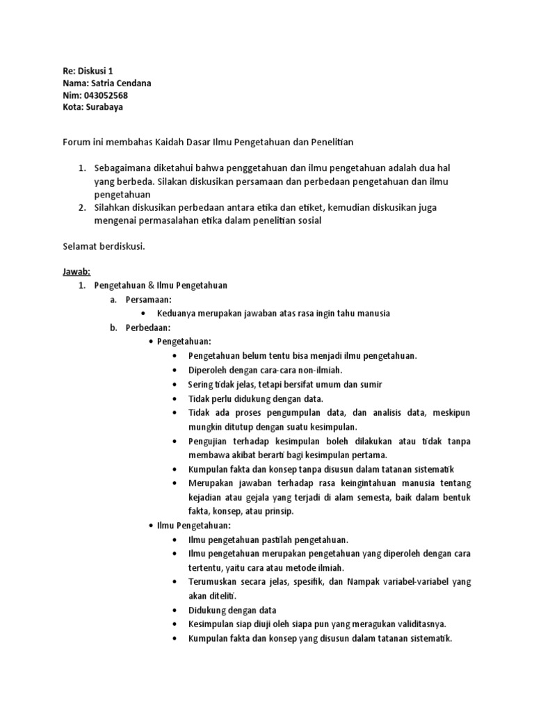 Diskusi Etika & Ilmu Pengetahuan | PDF | Karier & Perkembangan | Ilmu Sosial