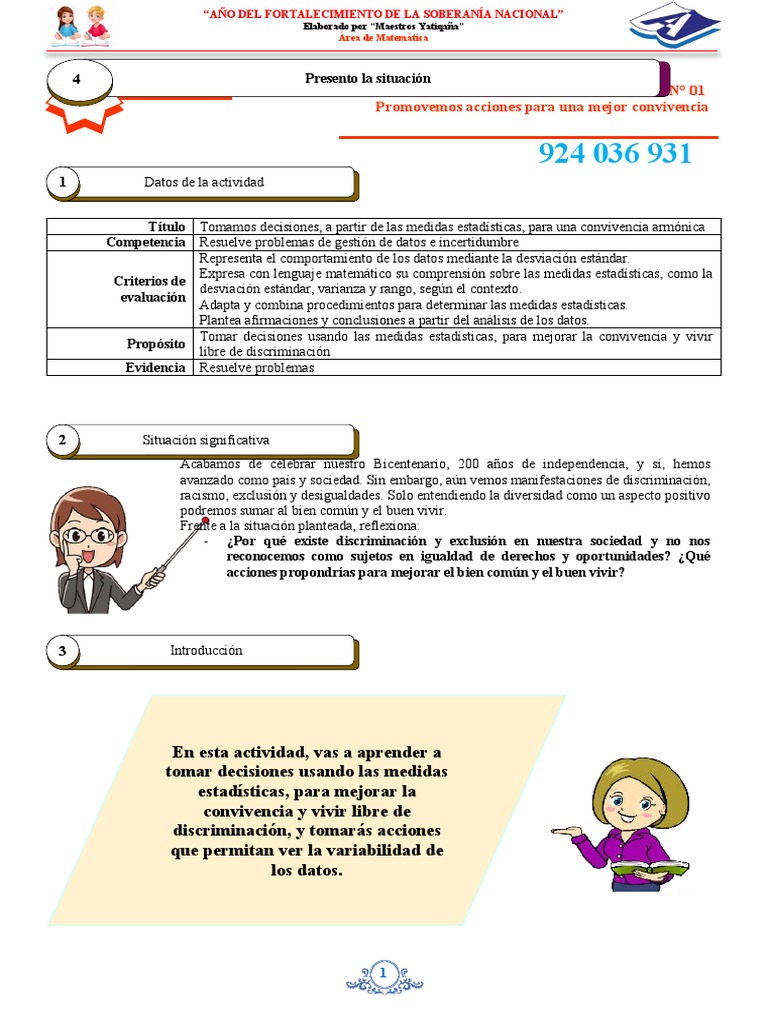 MAT 5to - Eda 1 - 1 ficha de trabajo (1) | PDF | Media | Diferencia