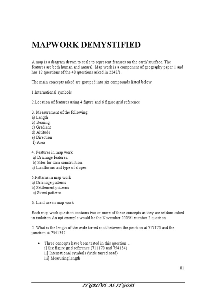 O Level Mapwork | PDF | Contour Line | Area