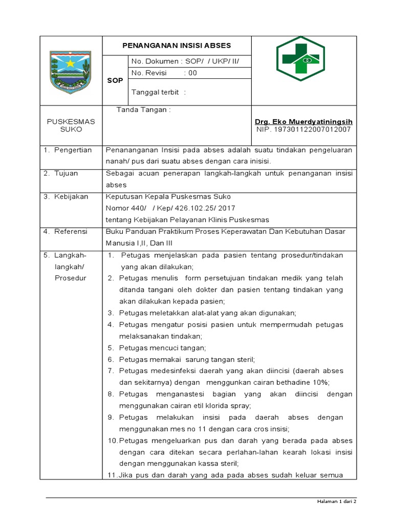 Sop Insisi Abses 2017 | PDF