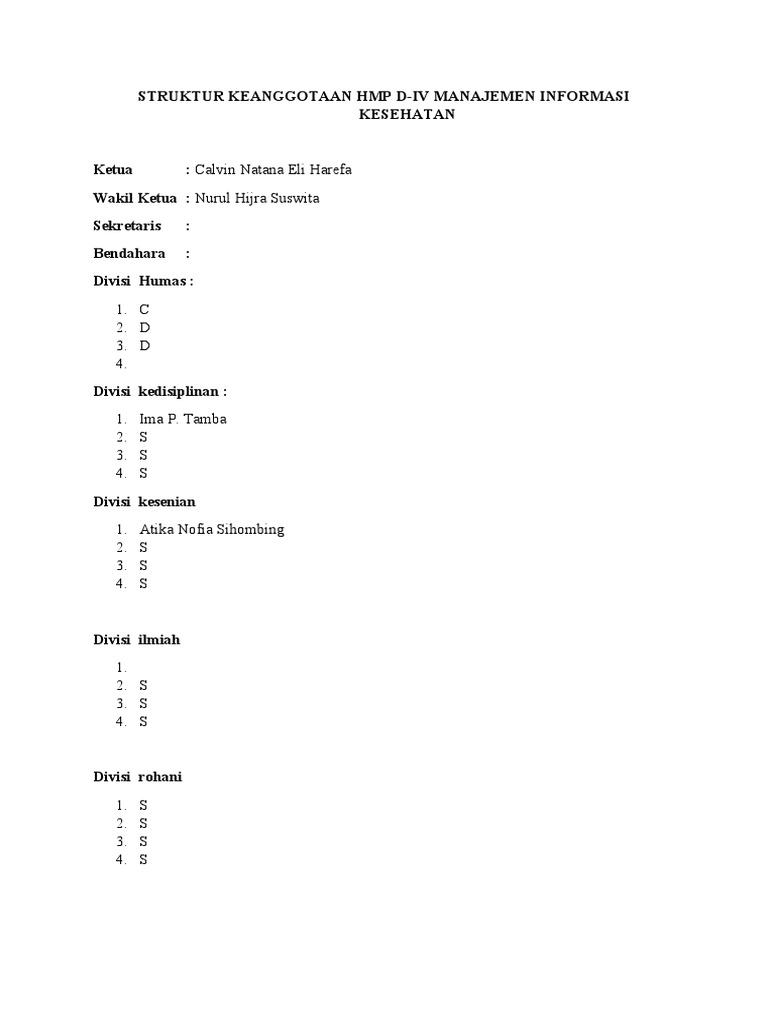 Struktur Keanggotaan HMP D-1 | PDF