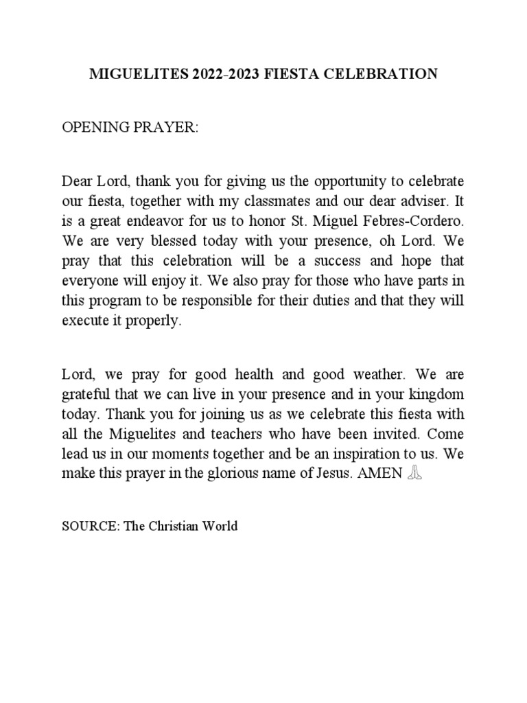Opening Prayer | PDF
