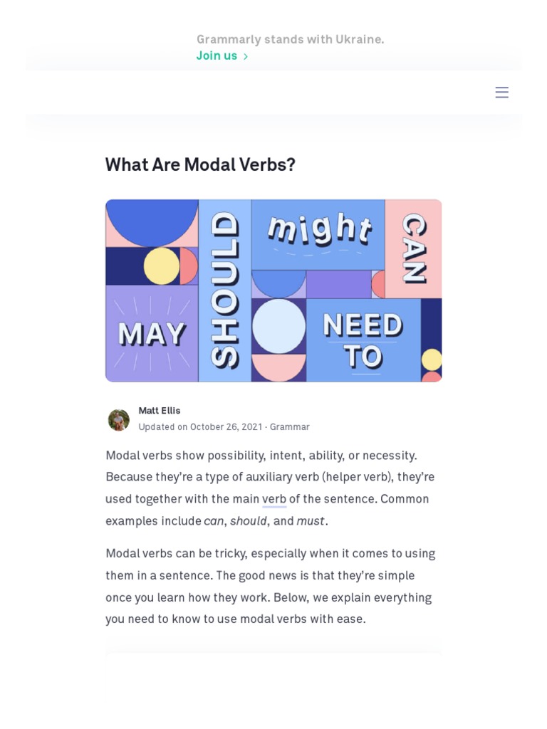 Understanding Modal Verbs: Definition & Examples | PDF | Verb ...