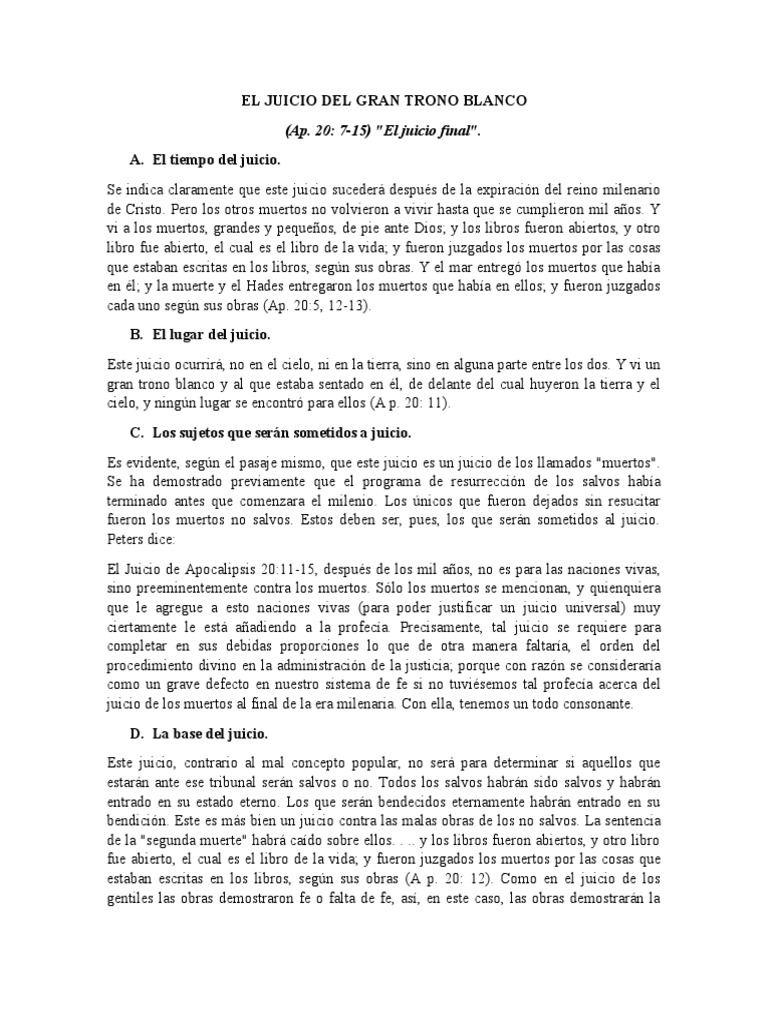 El Juicio Del Gran Trono Blanco | PDF | Resurrección | Ensayos