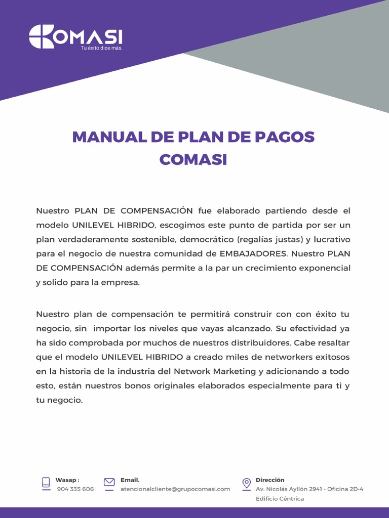 Manual de Plan de Pagos Comasi 2023 | PDF