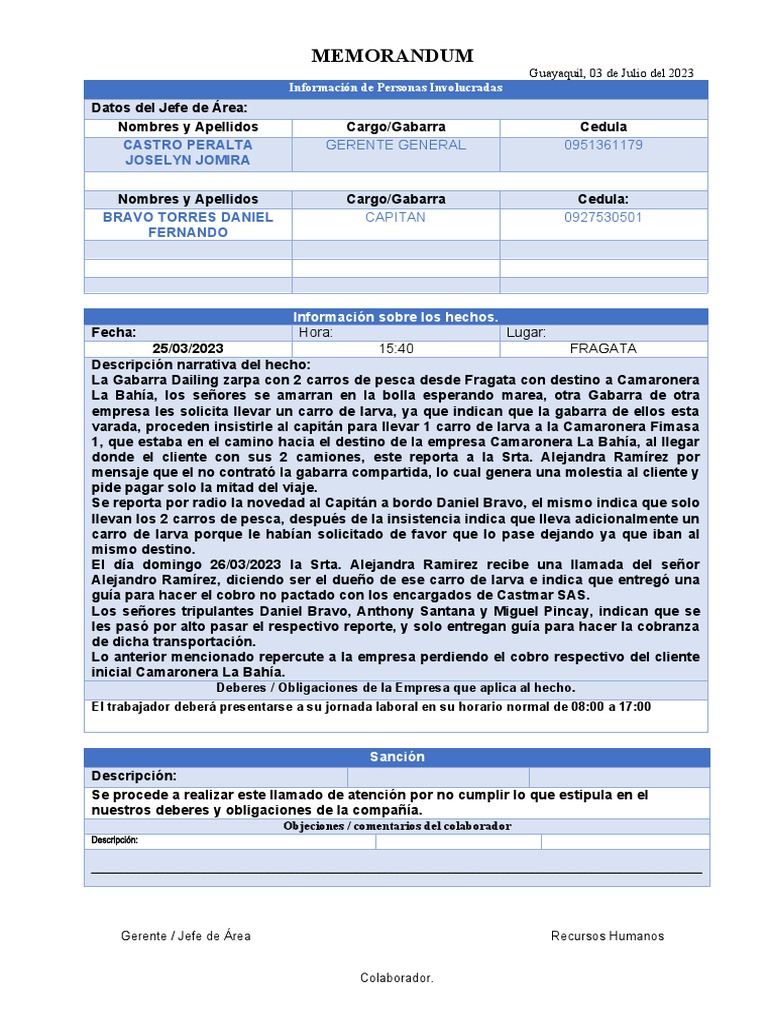 Llamados de Atencion | PDF