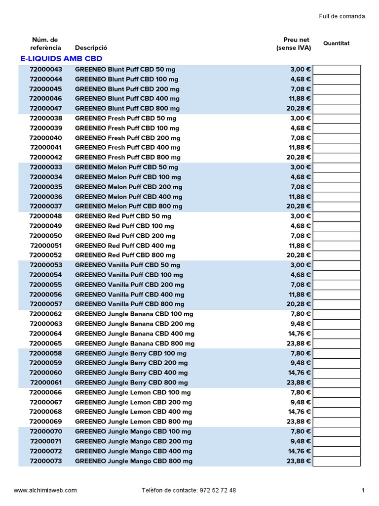 Full de Comanda Estancs Alchimia | PDF | Salud y bienestar