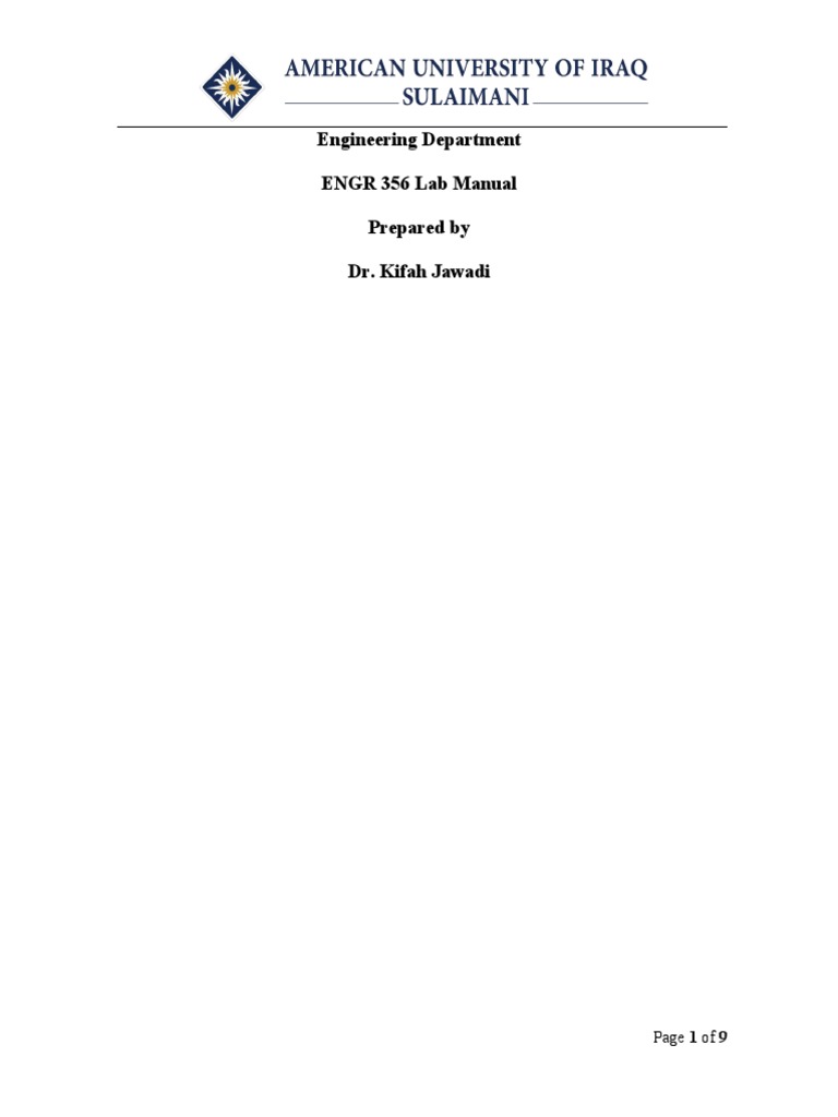 ENGR 356 L Experiment 1 - Hydrostatic Pressure and Manometry | PDF ...
