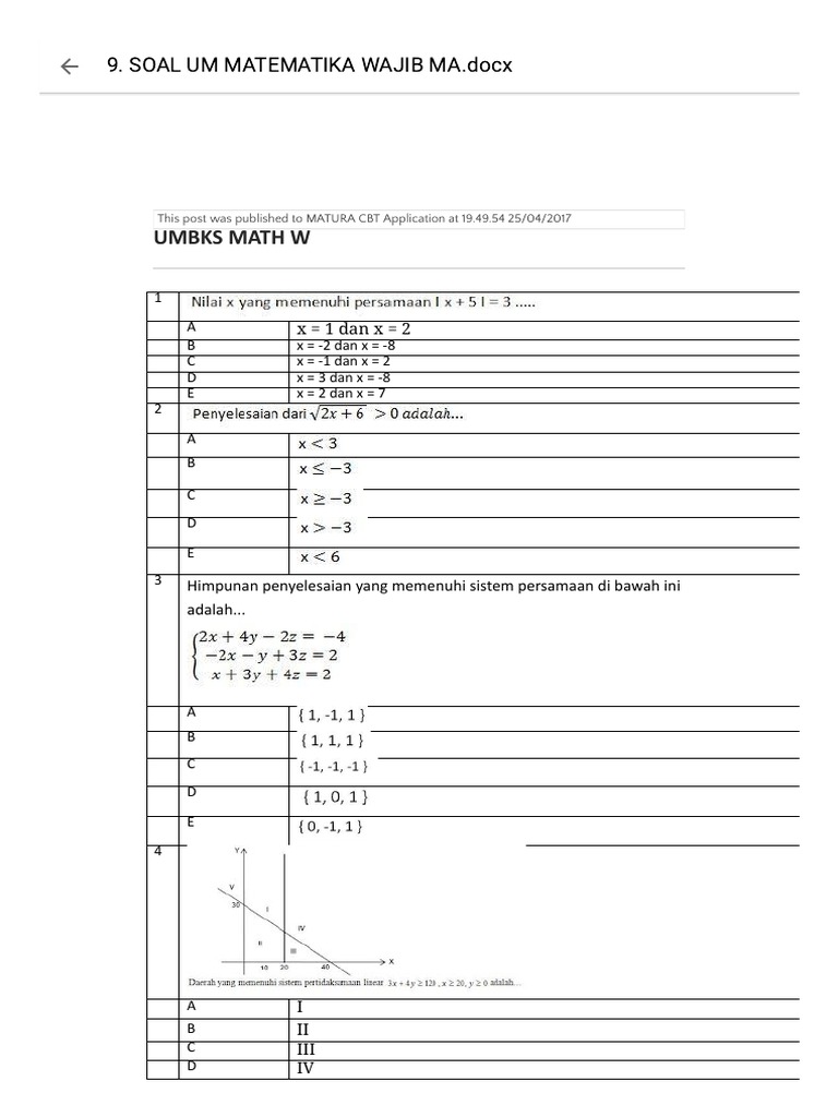 Soal Um Matematika Wajib Ma | PDF