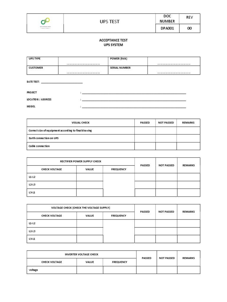 FAT Form | PDF | Power Supply | Power Inverter
