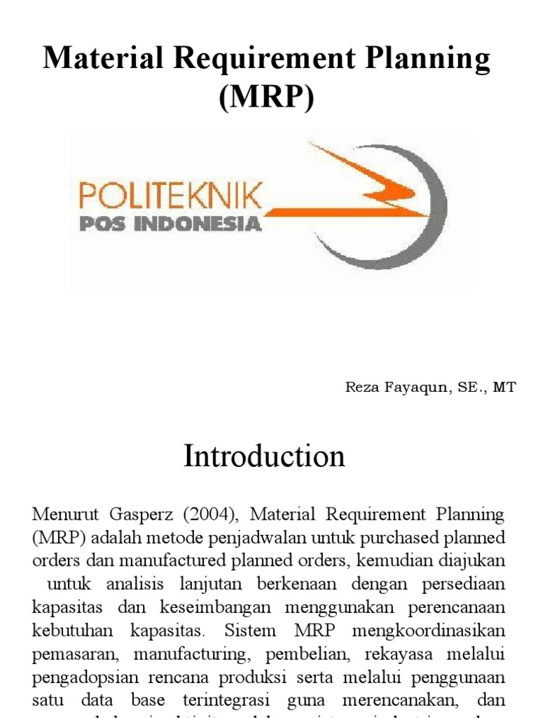 Material Requirement Planning (MRP) | PDF